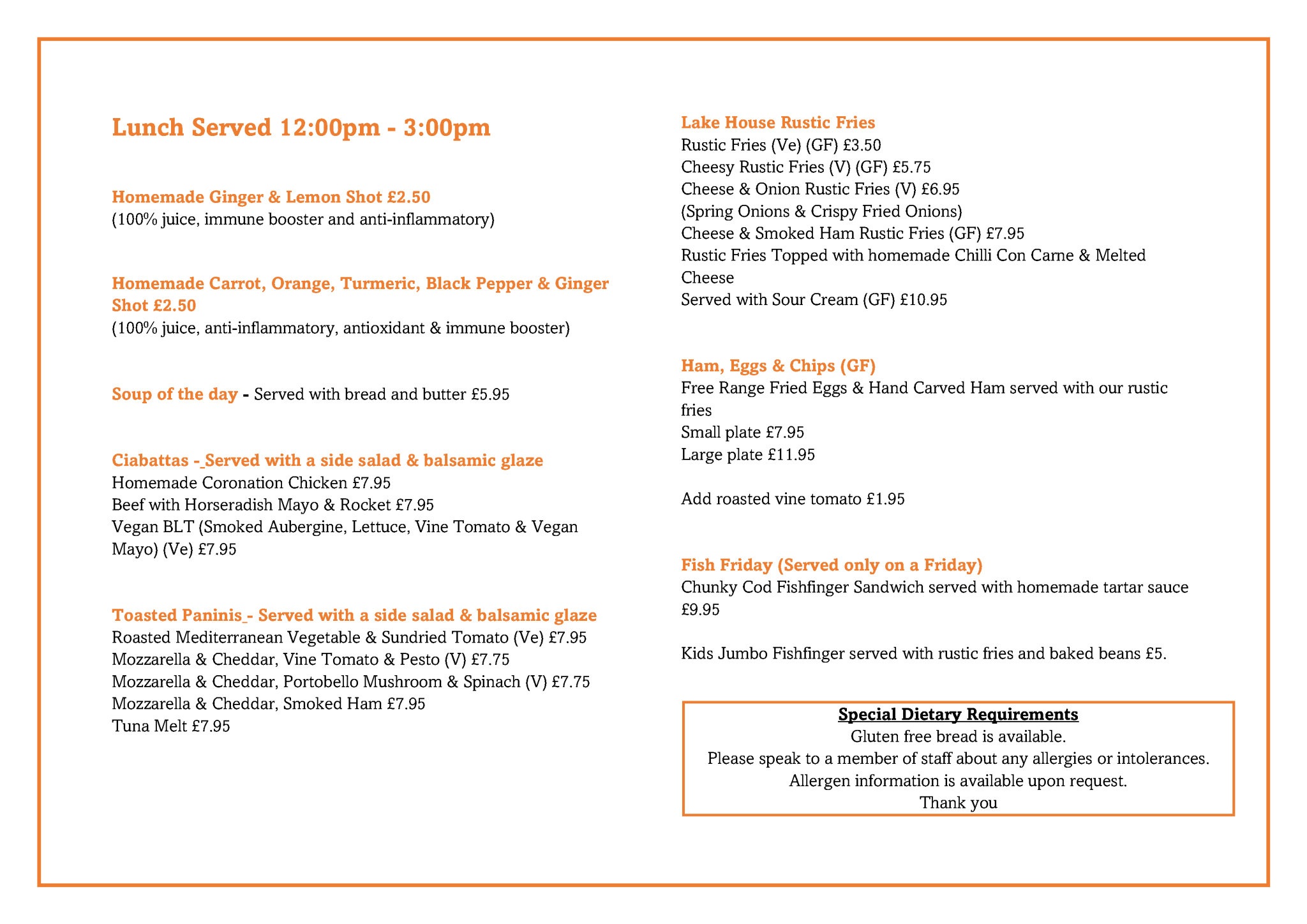 Menu – Lake House